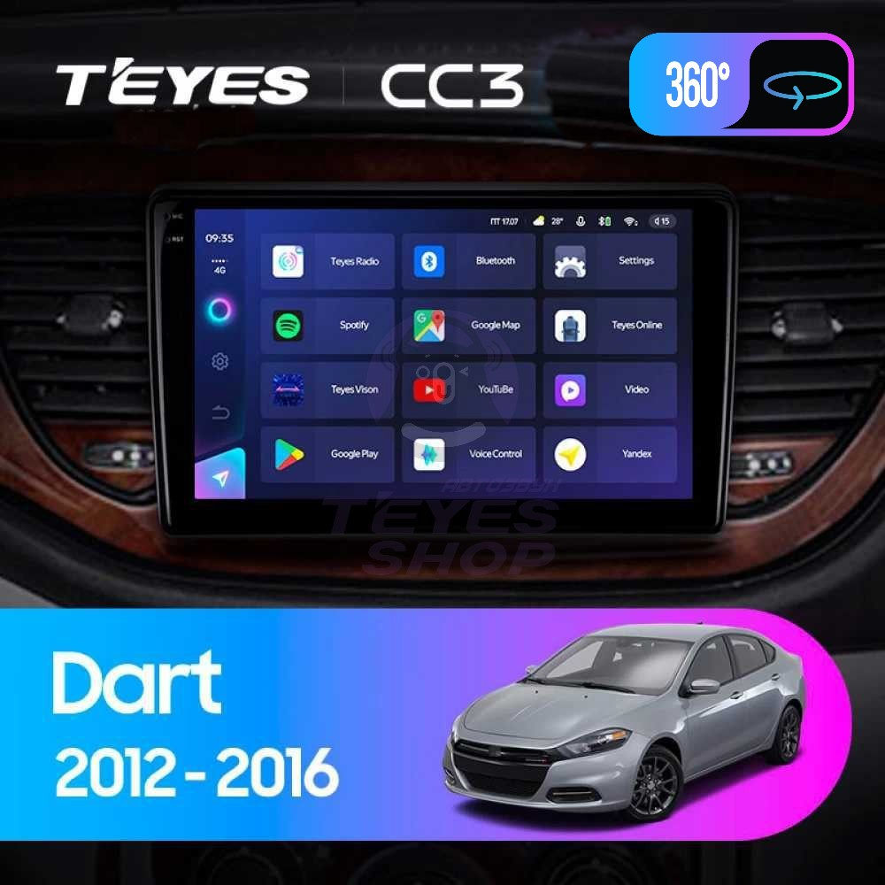 Магнитола teyes cc3 360 для dodge dart 2012-2016 9.0" купить в интернет-магазине Teyes-shop.ru