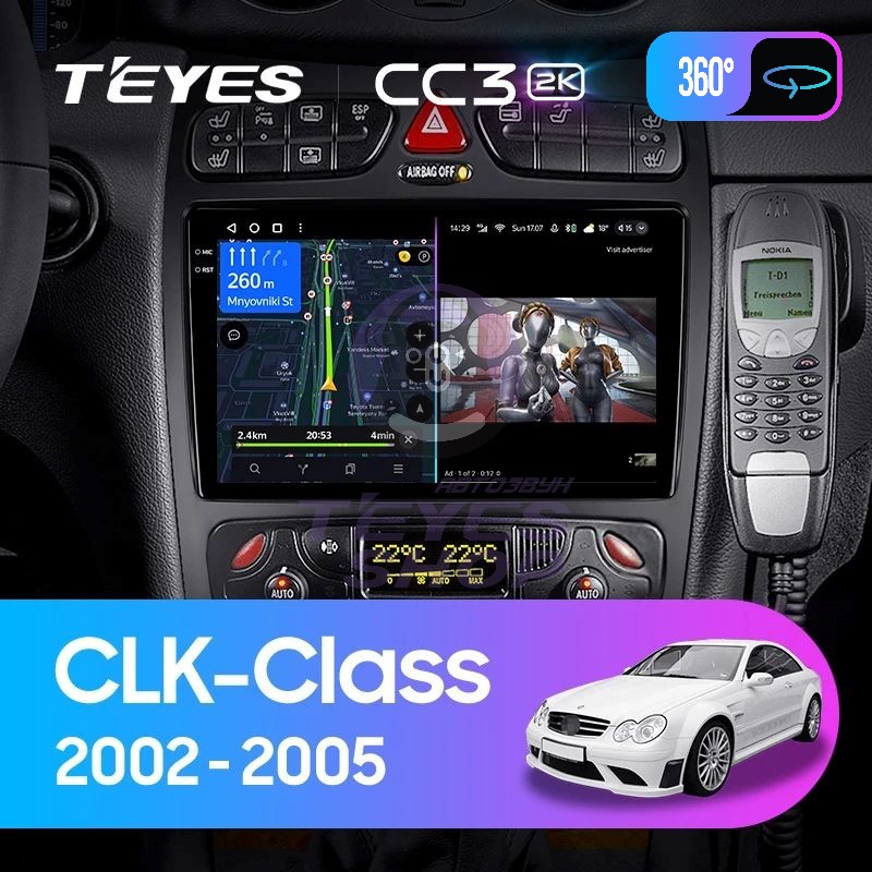 Магнитола teyes cc3 2k 360 для mercedes benz clk class c209 a209 2002 ...